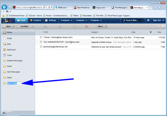 WebMail Folder Management | GCI Support